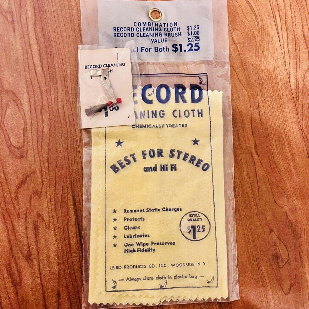 Vintage Le-bo Record Cleaning Cloth & Brush Attachment for Turntable ...