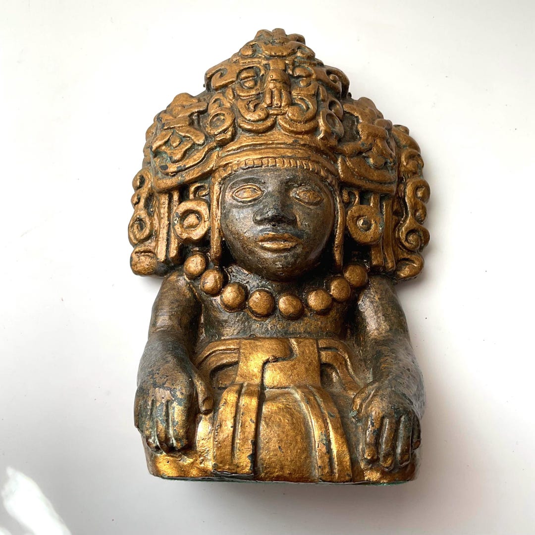 Vintage Mexican Deity Sculpture in Maya Aztec Style Bronze Finish - Etsy