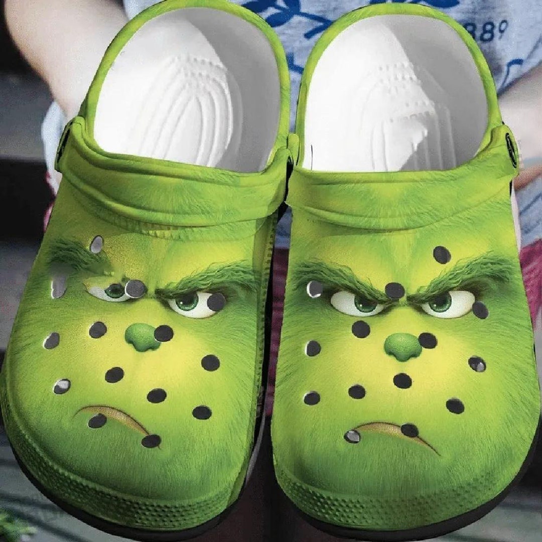 Grinch Face Clogs Shoes Grinch Christmas Clogs Custom - Etsy