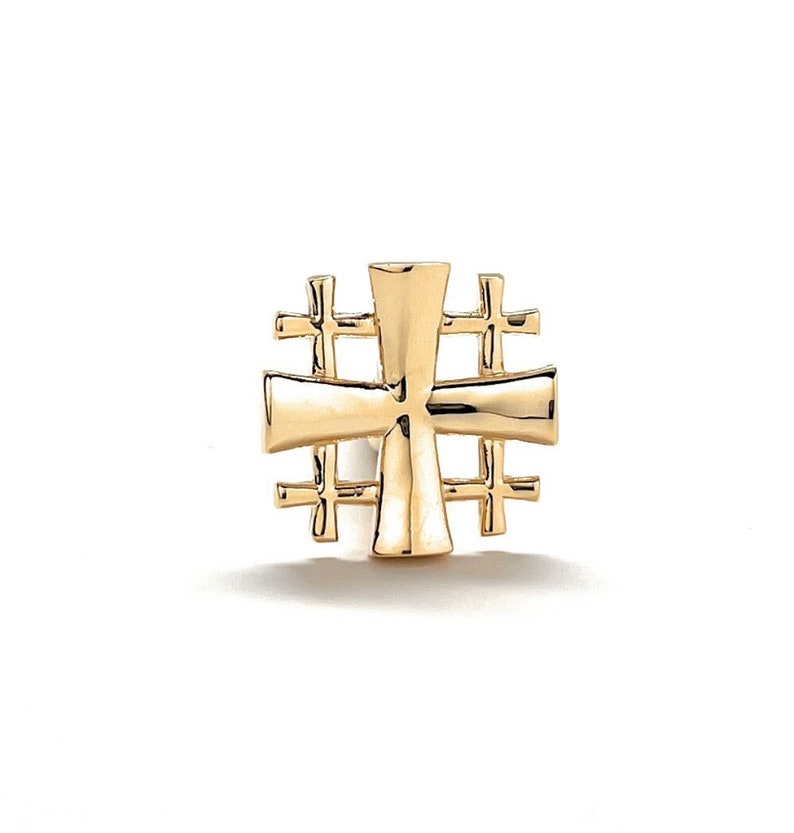 Jerusalem Cross Lapel Pin Cut Out Design 3D Five-fold Cross Christian ...