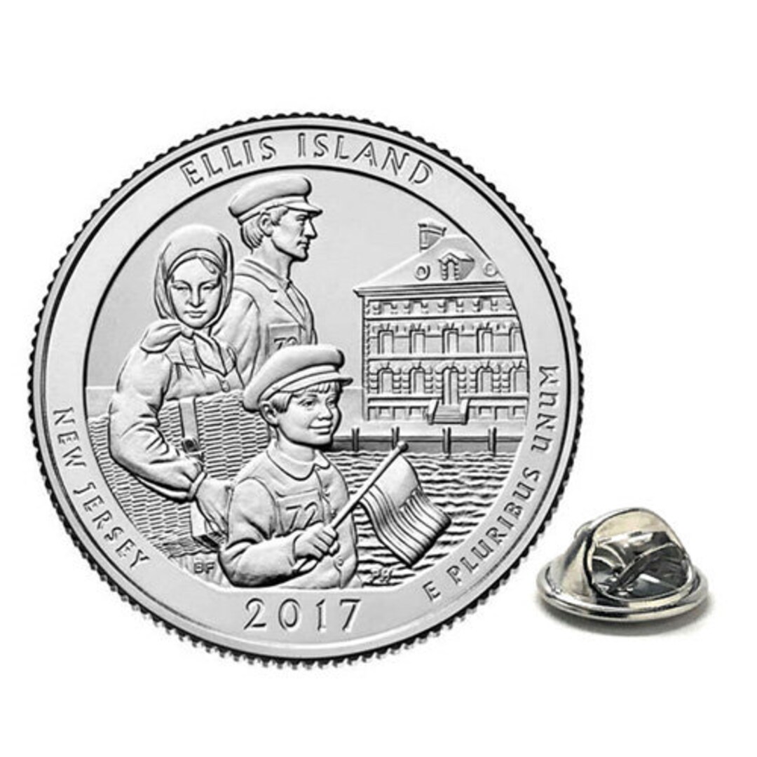 Lapel Pin Ellis Island National Park Quarter Coin Uncirculated U.S ...