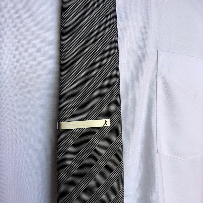 Baseball Player Tie Clip Baseball Gift Stainless Steel Black Embossed ...