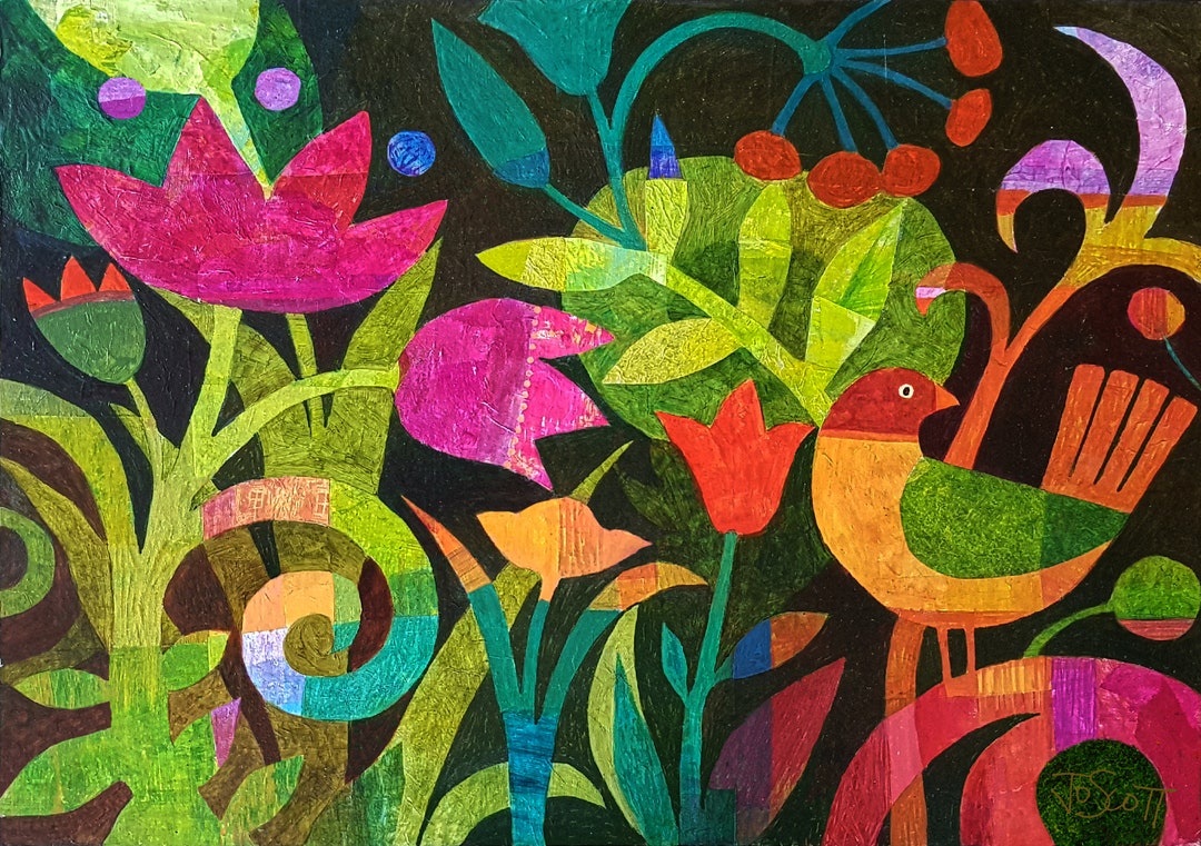 Flowers of the Forest, Bright Colors, Collage, Digital Download - Etsy