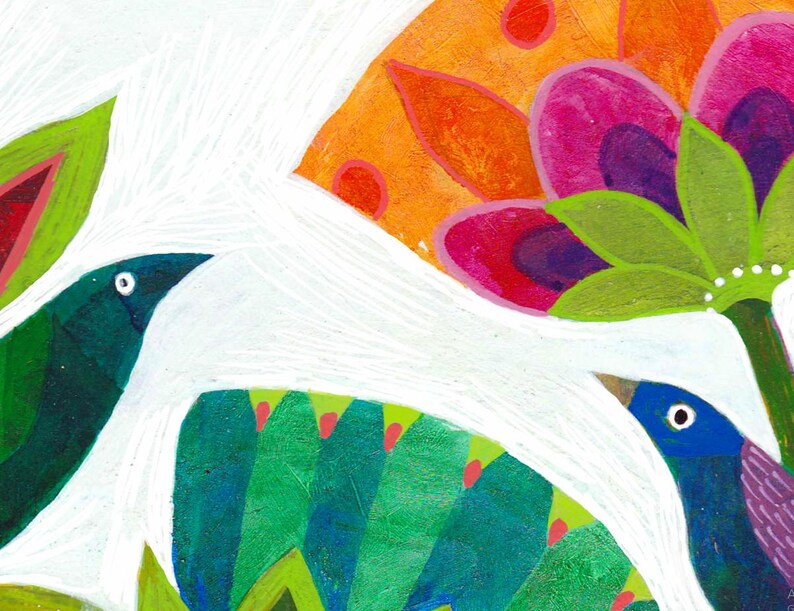 Spring Song, Decorative, Whimsical Bird Floral Painting Available as a ...