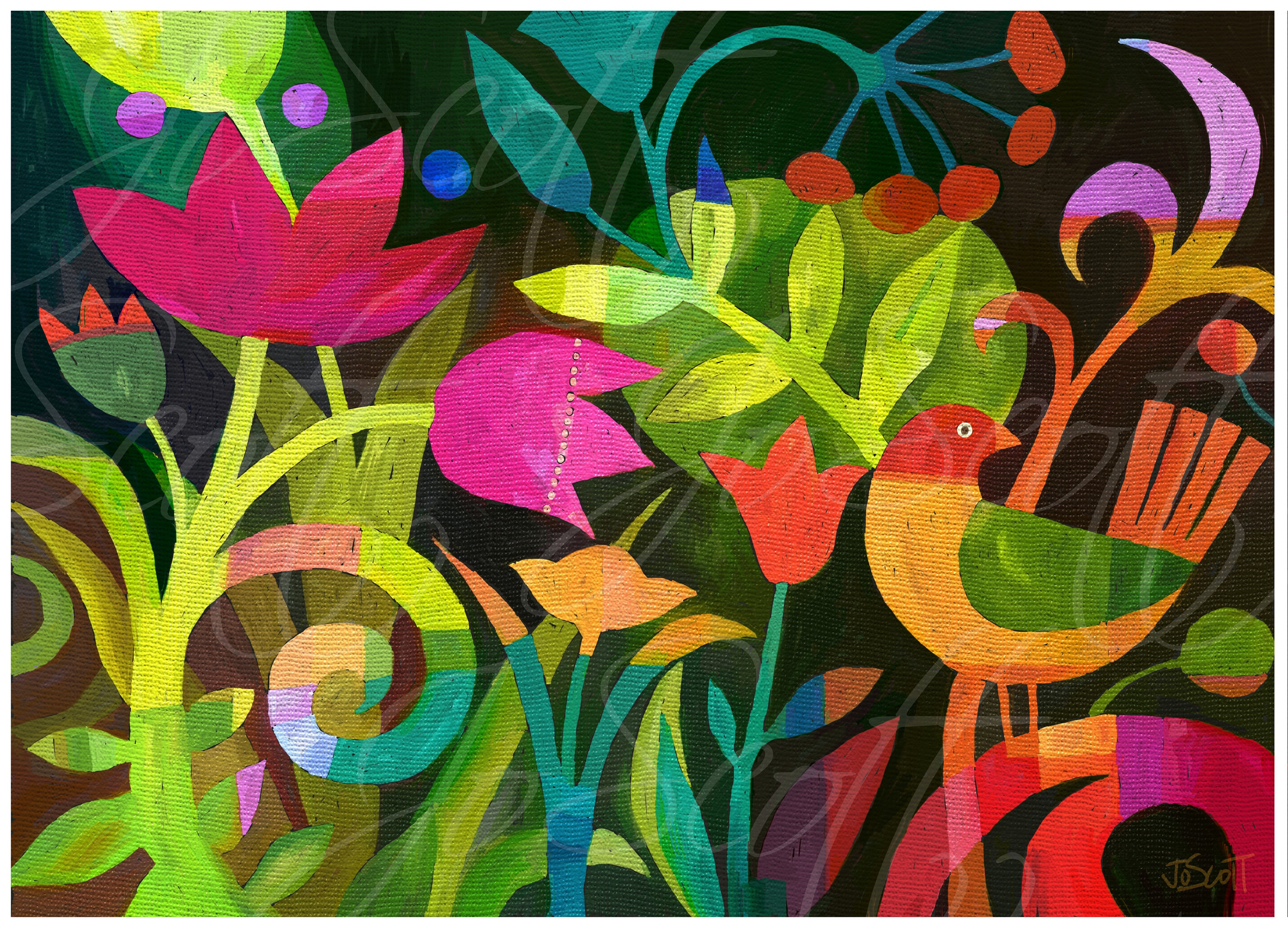 Flowers of the Forest, Bright Colors, Collage, Digital Download - Etsy