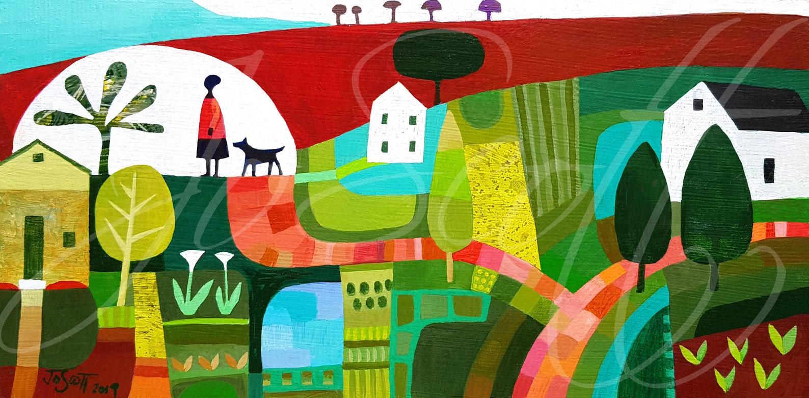 Signs of Spring, Naive Landscape, Whimsical Colorful and Fun, Digital ...