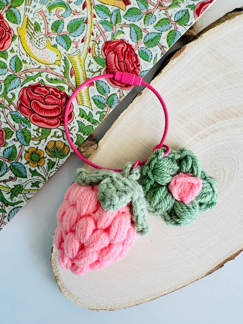 Strawberry Keychain Charm, Crochet Keychain, Crochet Bag Charm, Crochet ...