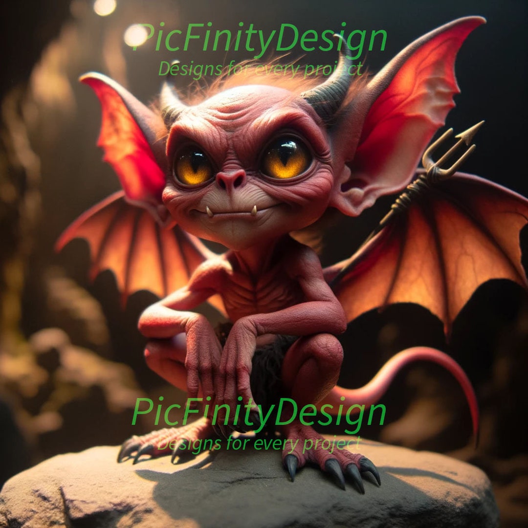 Fictional Scene/picture of an Imp in a Cave. 300 DPI Resolution A3/A4 ...