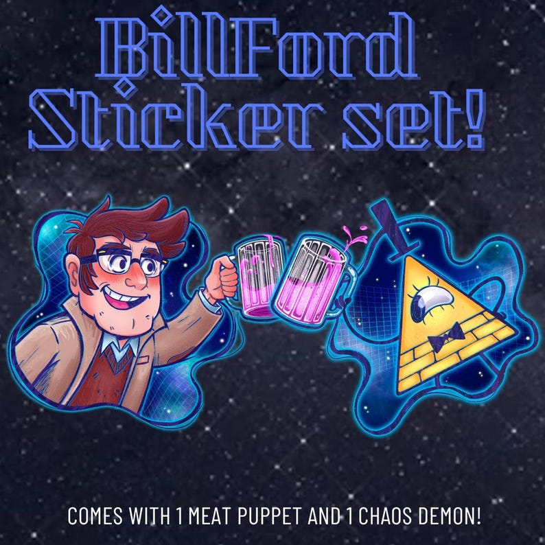 Billford Gravity Falls Bill Cipher and Stanford Pines Sticker Pack - Etsy