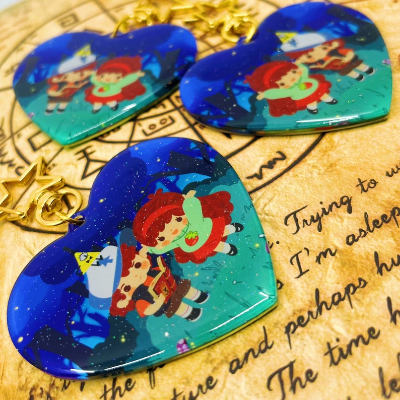 Gravity Falls Bill Cipher Mabel and Dipper Keychain Charm - Etsy