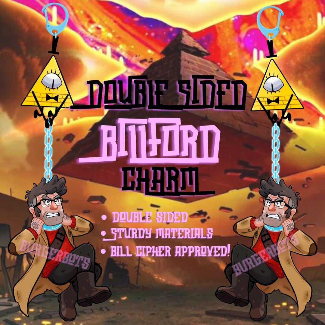 Gravity Falls Bill Cipher and Stanford Pines Keychain - Etsy