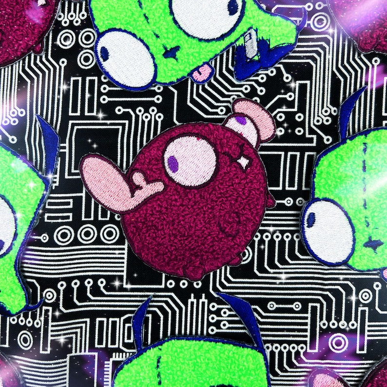 INVADER ZIM GIR & Minimoose Fuzzy Alien Patch - Etsy
