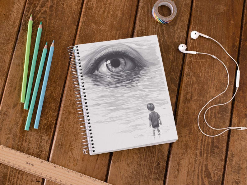 Watch the Water Spiral Lined Notebook, Evil Eye Art, Shadow Work ...