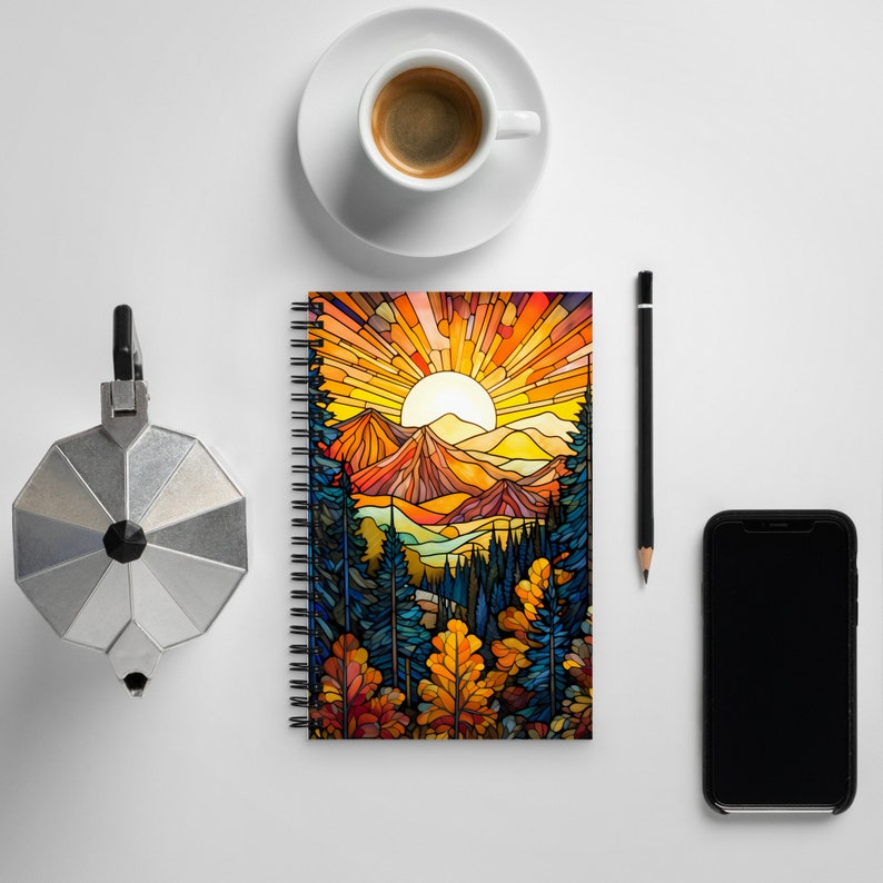 Mountain Scene Spiral Notebook: Faux Stained Glass Journal - Etsy