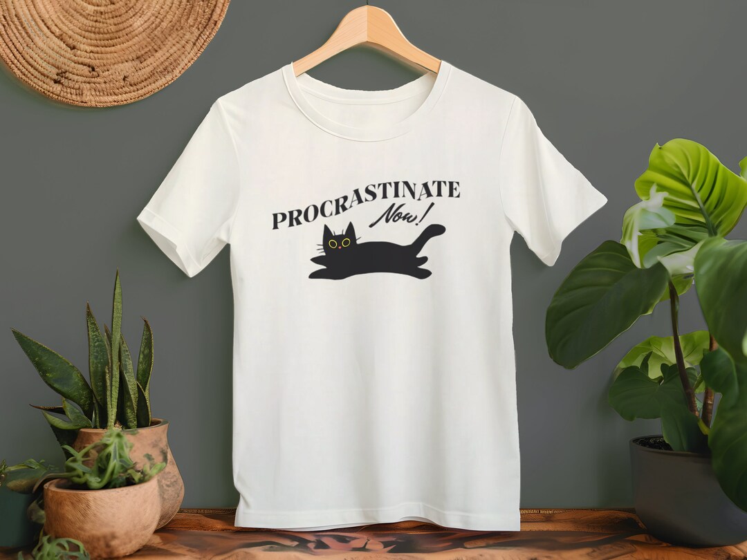 Funny Black Cat Shirt Procrastinate Cat Lover Gift Funny Cat T-shirt ...