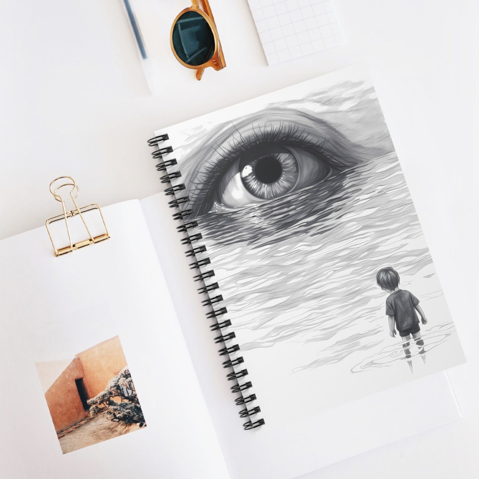 Watch the Water Spiral Lined Notebook, Evil Eye Art, Shadow Work ...
