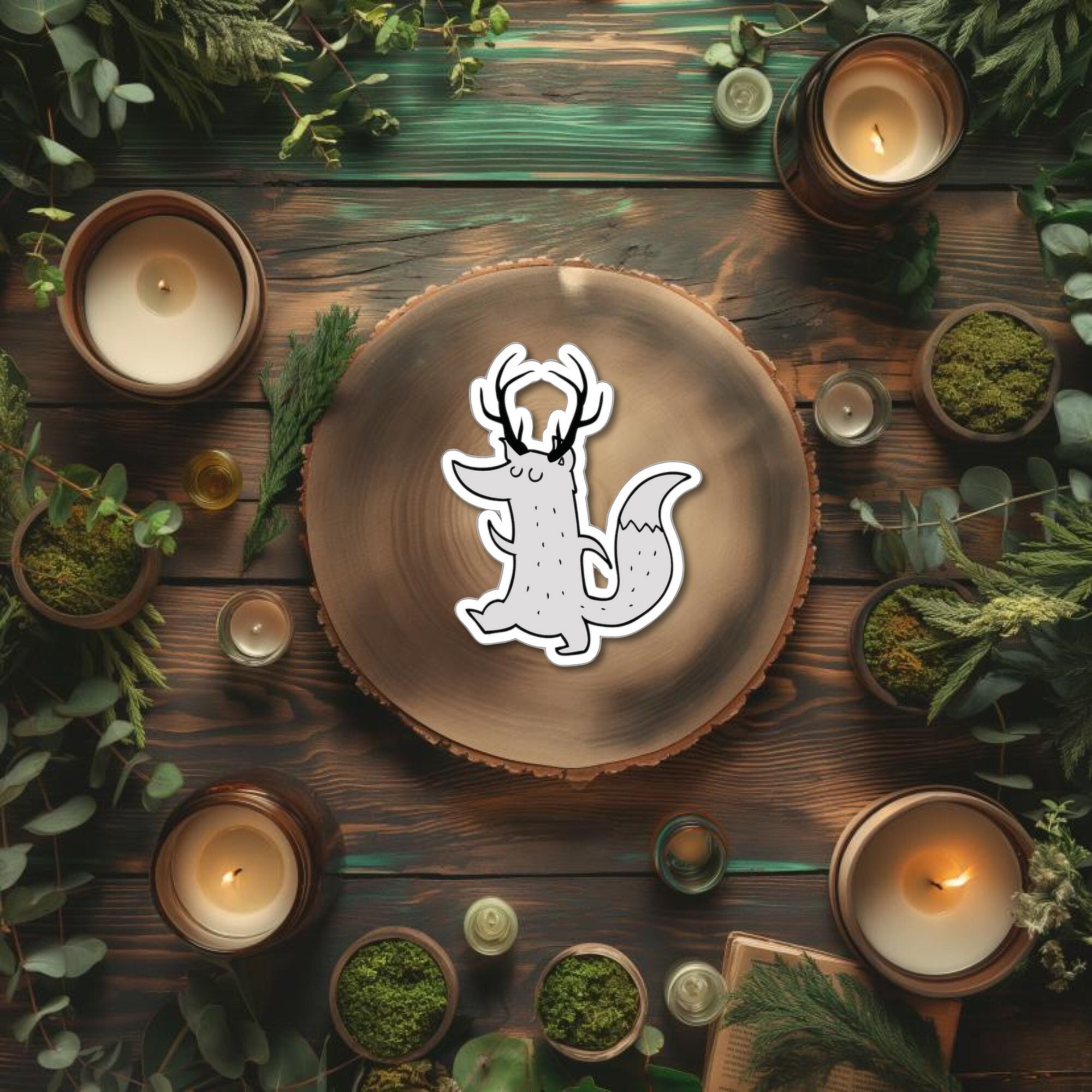 Deer Fox Antlers Cryptid Kiss-cut Sticker, Cute Funny Fox, Cottagecore ...