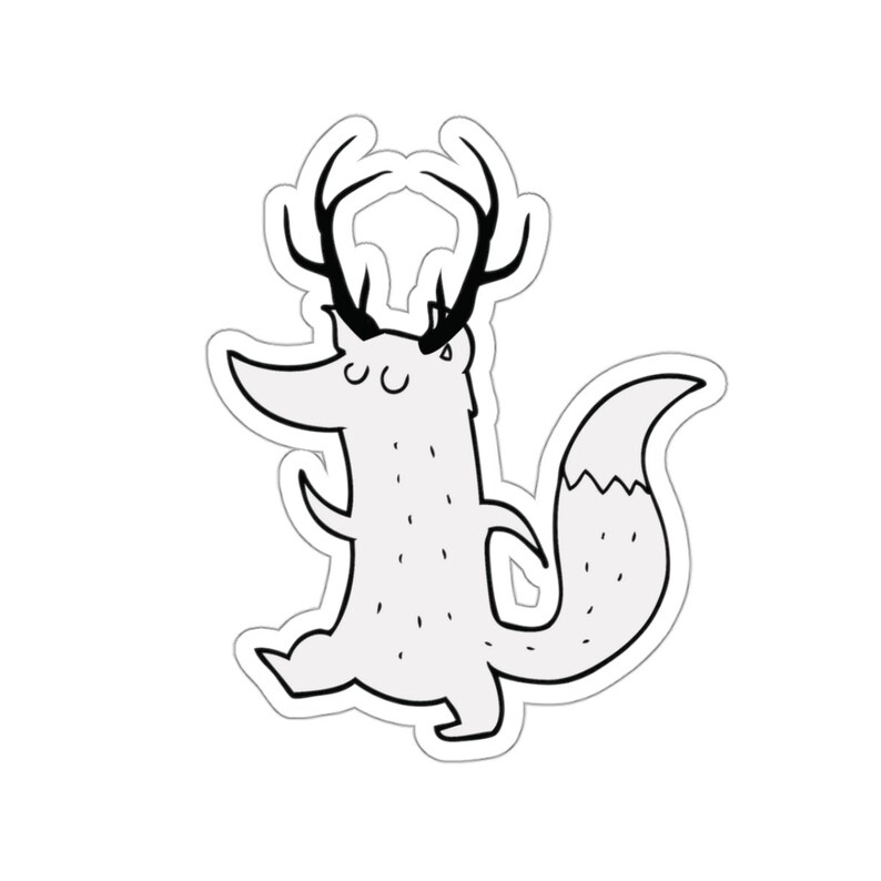 Deer Fox Antlers Cryptid Kiss-cut Sticker, Cute Funny Fox, Cottagecore ...