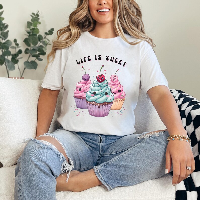 Cartoon Cupcakes T-shirt: Life is Sweet Graphic Tee - Etsy