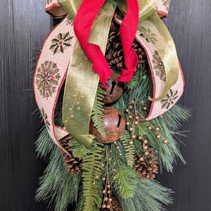 Rustic Pine Christmas Swag, Traditional Holiday Wreath, Winter Porch ...