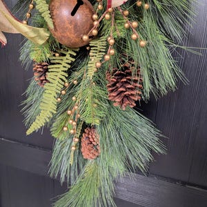 Rustic Pine Christmas Swag, Traditional Holiday Wreath, Winter Porch ...