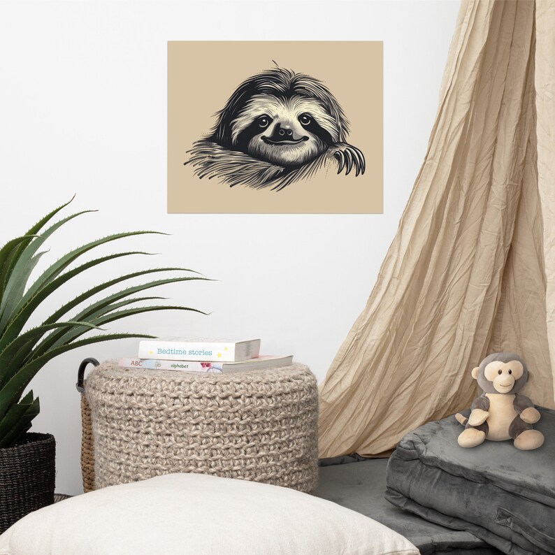 Poster on Matte Paper, Cute Sloth Design, Cheerful Wall Art,creative ...