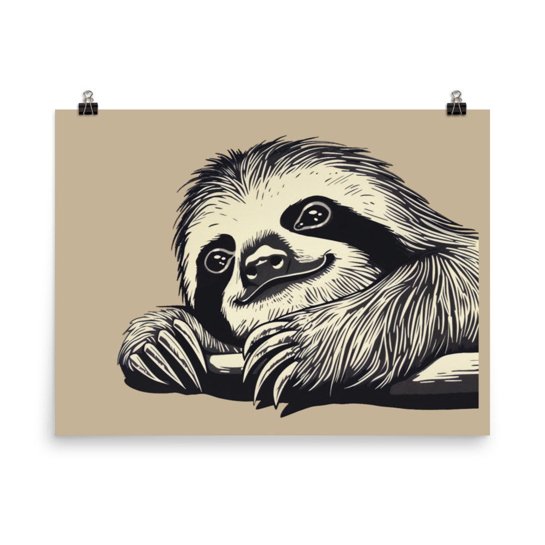 Poster on Matte Paper, Cute Sloth Design, Cheerful Wall Art,creative ...