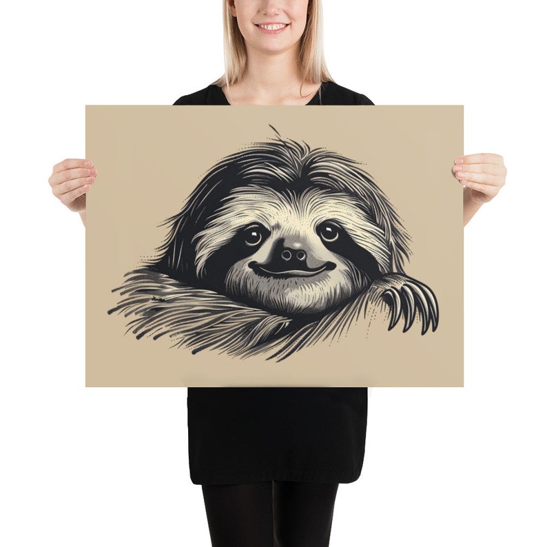 Poster on Matte Paper, Cute Sloth Design, Cheerful Wall Art,creative ...