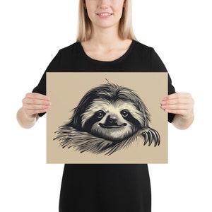 Poster on Matte Paper, Cute Sloth Design, Cheerful Wall Art,creative ...