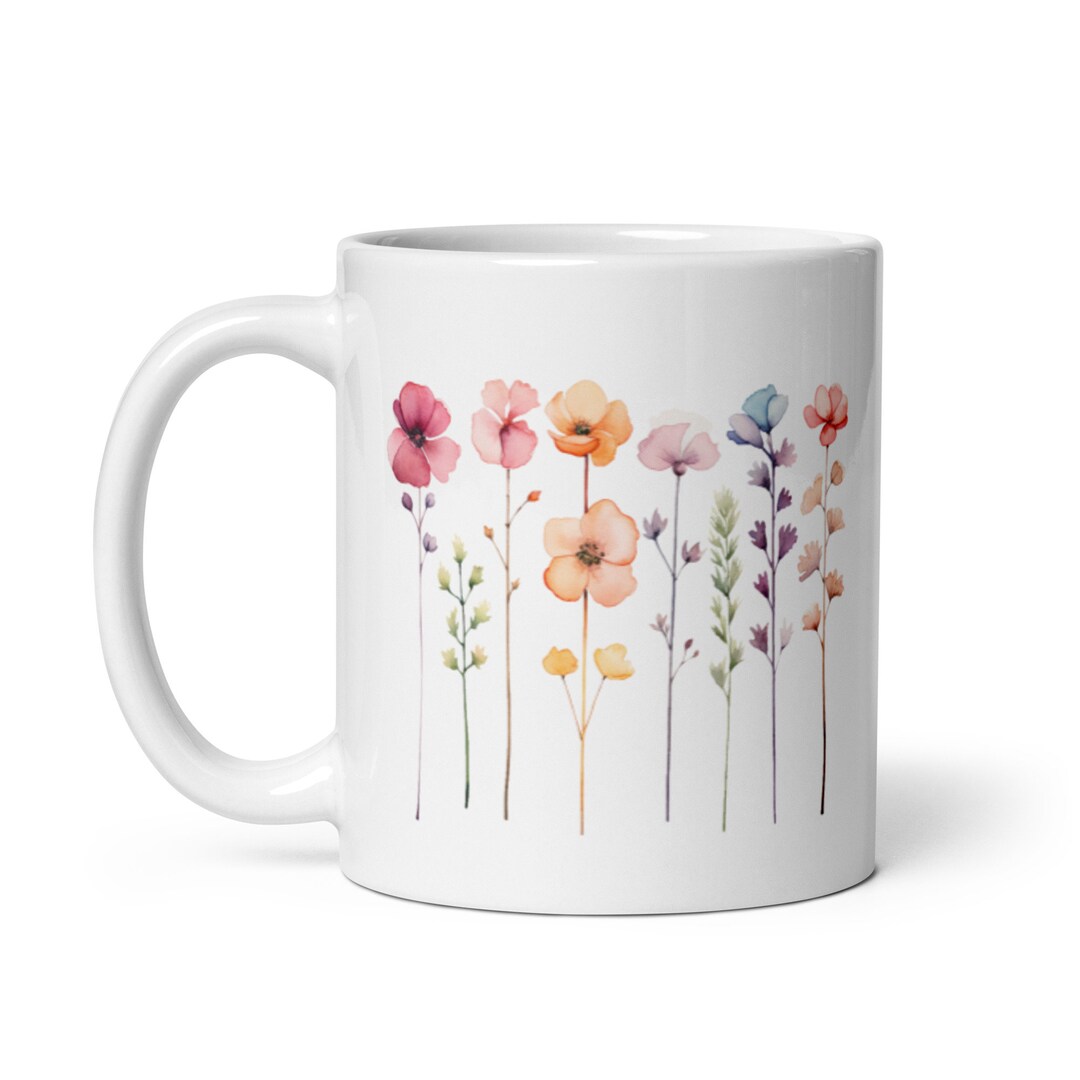 Ceramic Mug, Decorative Floral Design, 11oz/325 Ml, Dishwasher and ...