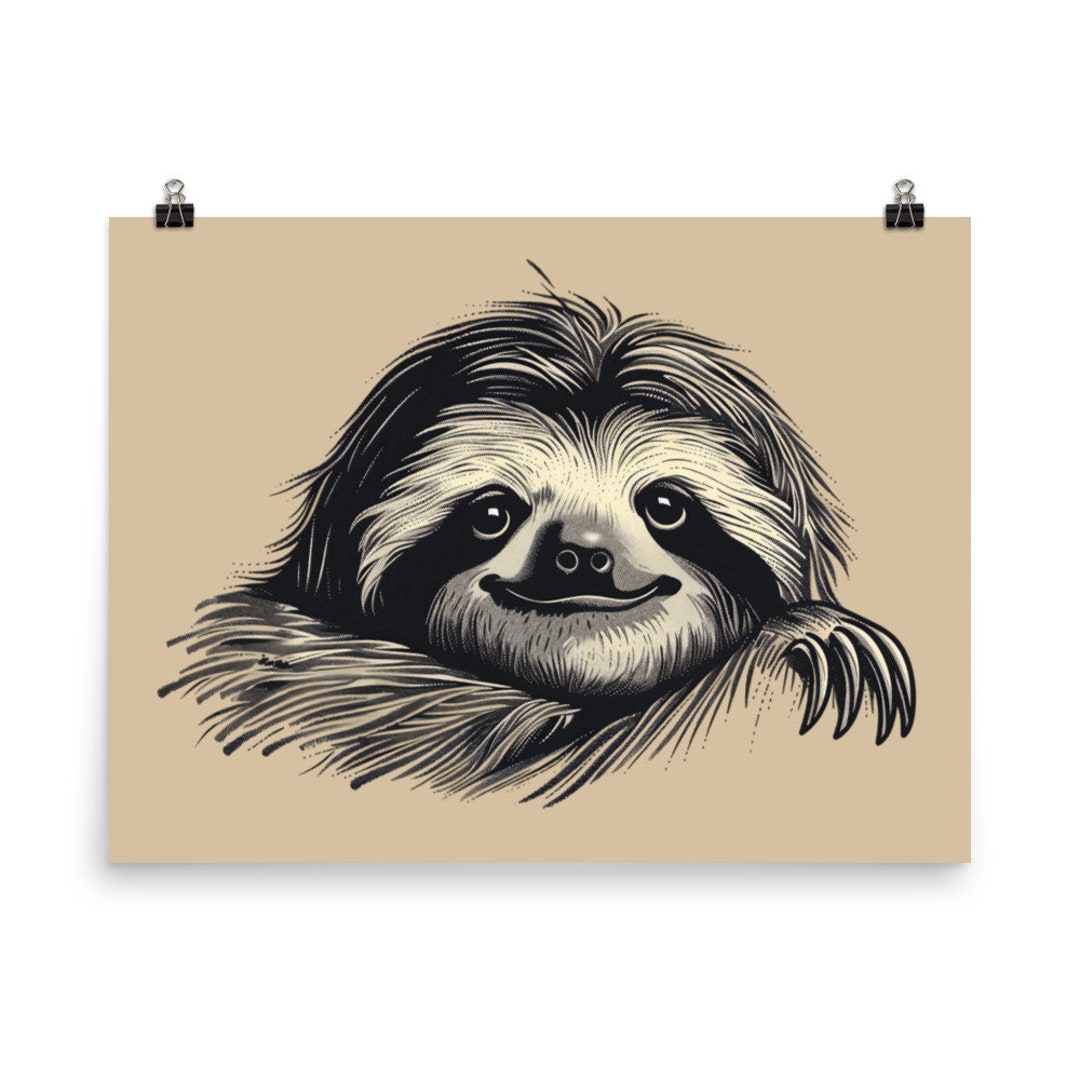 Poster on Matte Paper, Cute Sloth Design, Cheerful Wall Art,creative ...