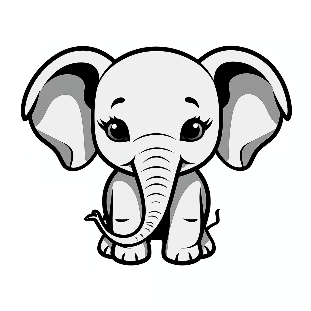 Charming Chibi Elephant Illustration Downloadable Art - Etsy
