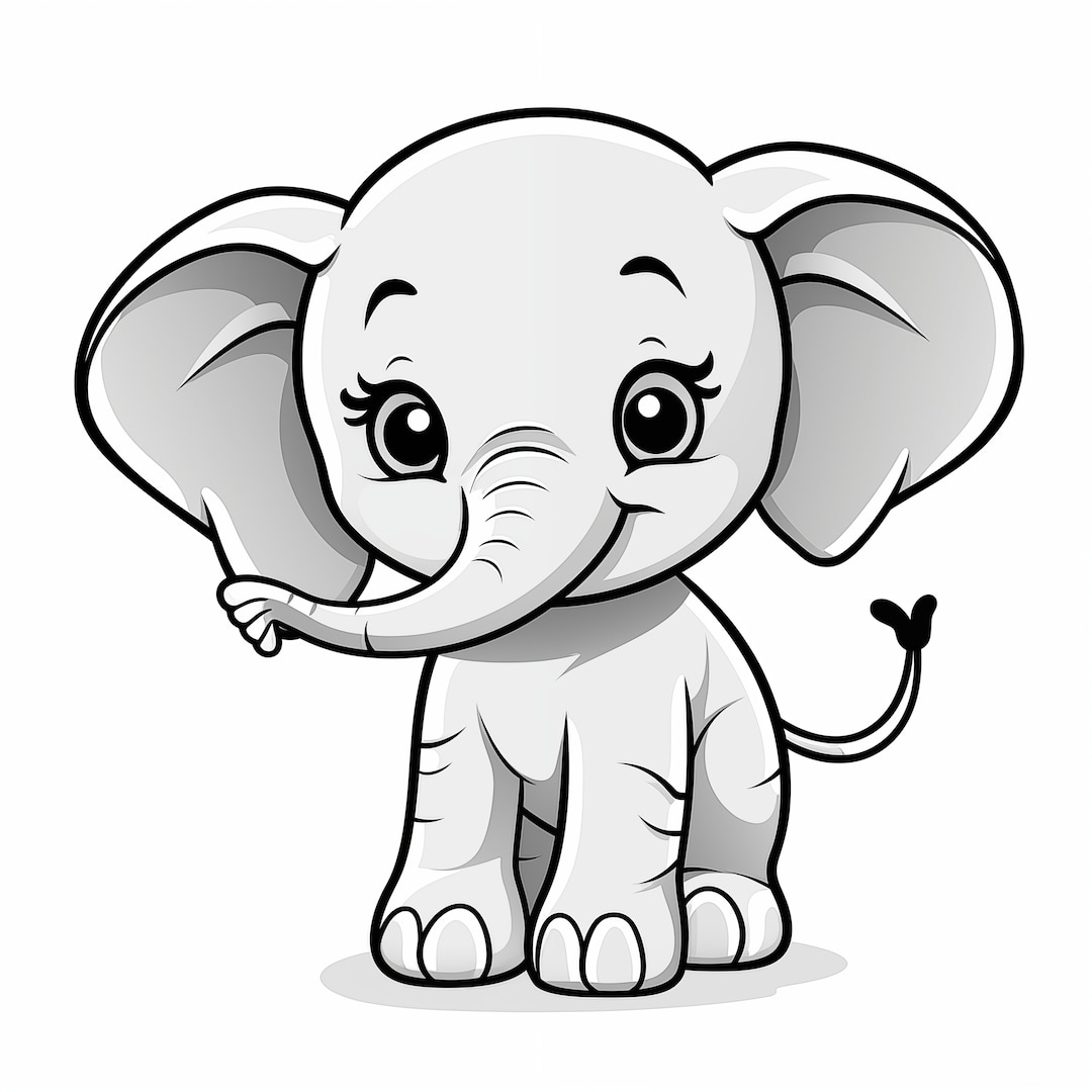 Chibi Elephant Clip Art Cute PNG Illustration Instant - Etsy