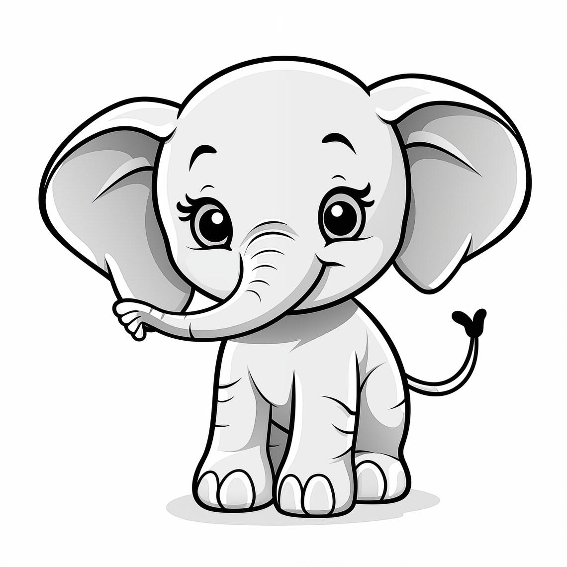 Chibi Elephant Clip Art Cute PNG Illustration Instant Download - Etsy
