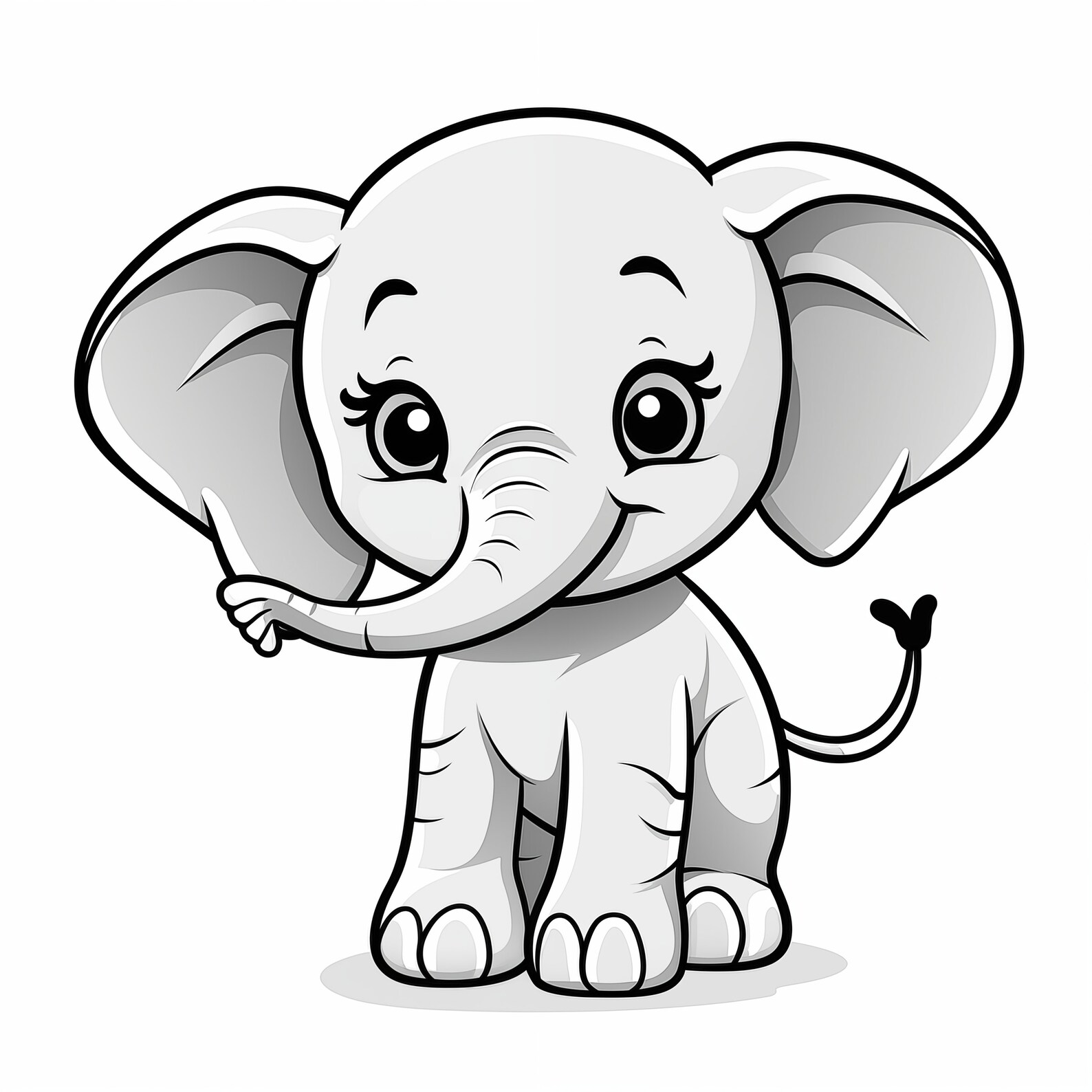 Chibi Elephant Clip Art Cute PNG Illustration Instant Download - Etsy
