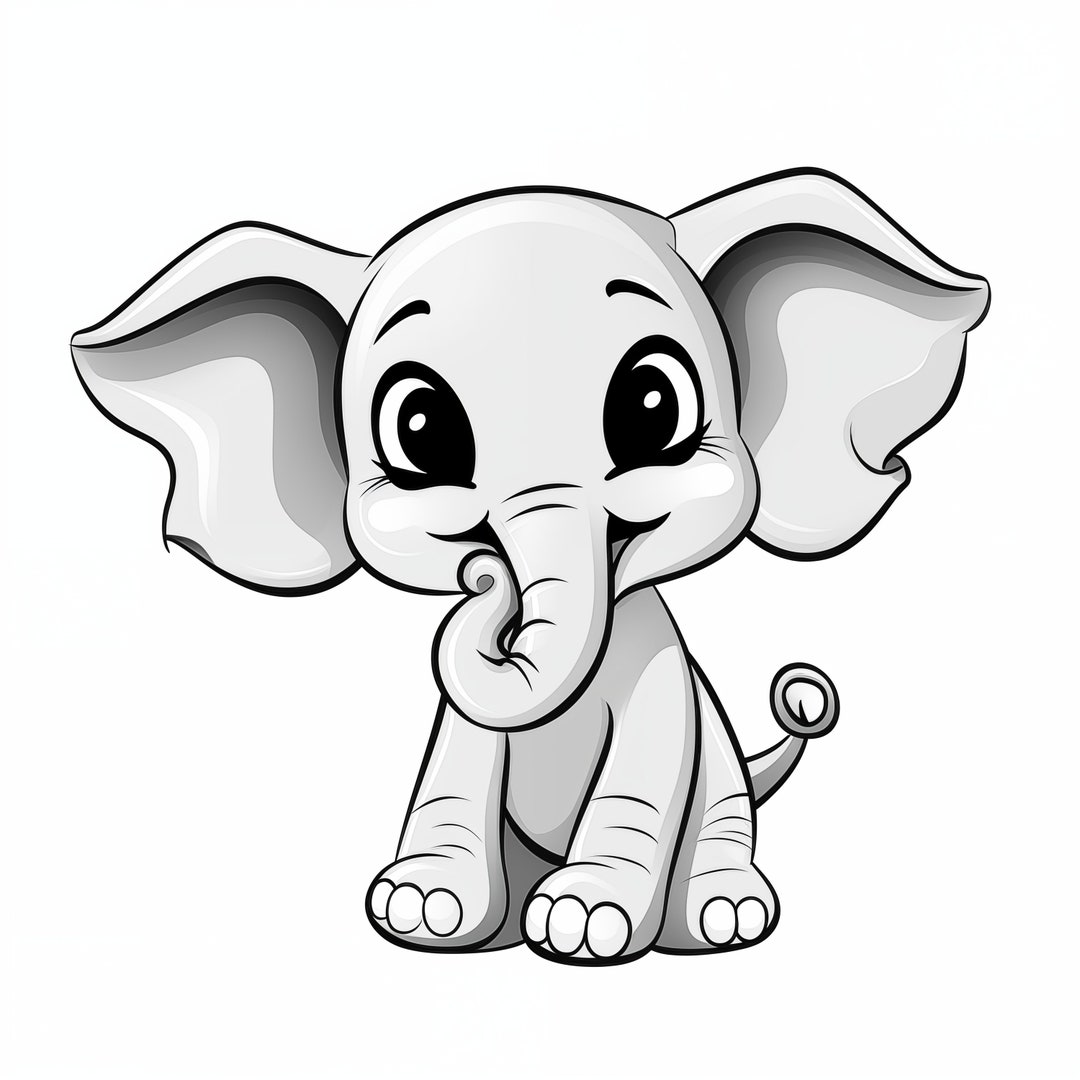 Adorable Chibi Elephant PNG Digital Download High-res Art - Etsy