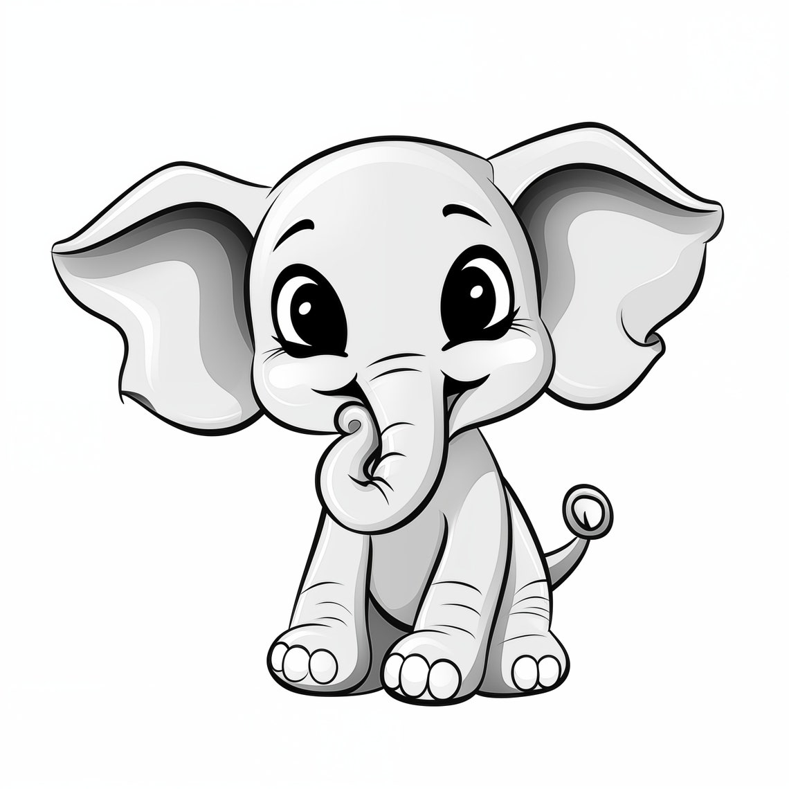 Adorable Chibi Elephant PNG Digital Download High-res Art - Etsy