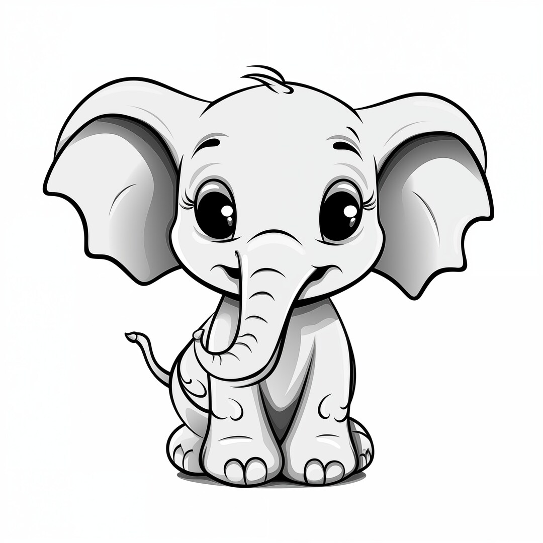 Nursery Decor Chibi Elephant High-resolution PNG Artwork - Etsy