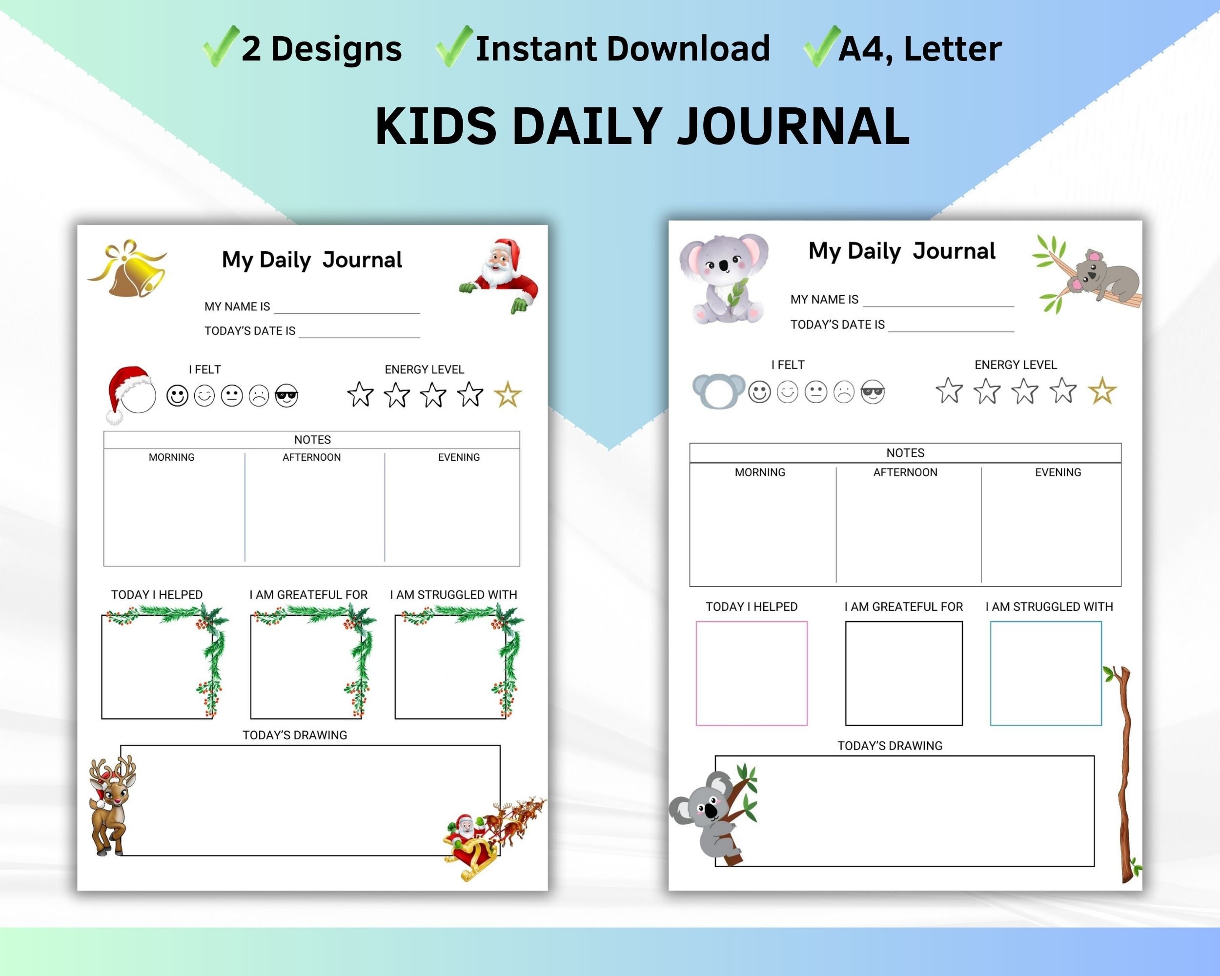 Kids Daily Journal Printable Journal for Kids Diary for Children Kids ...