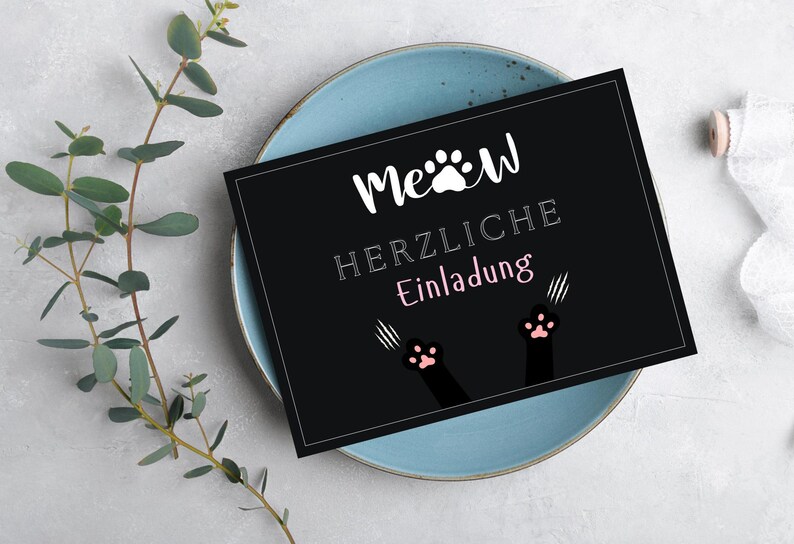 Cat Birthday Invitation,pastel Birthday Invitation,din A6, Ecard ...