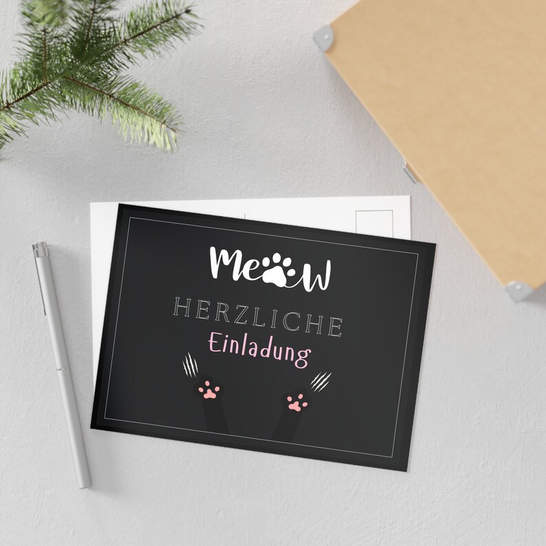 Cat Birthday Invitation,pastel Birthday Invitation,din A6, Ecard ...