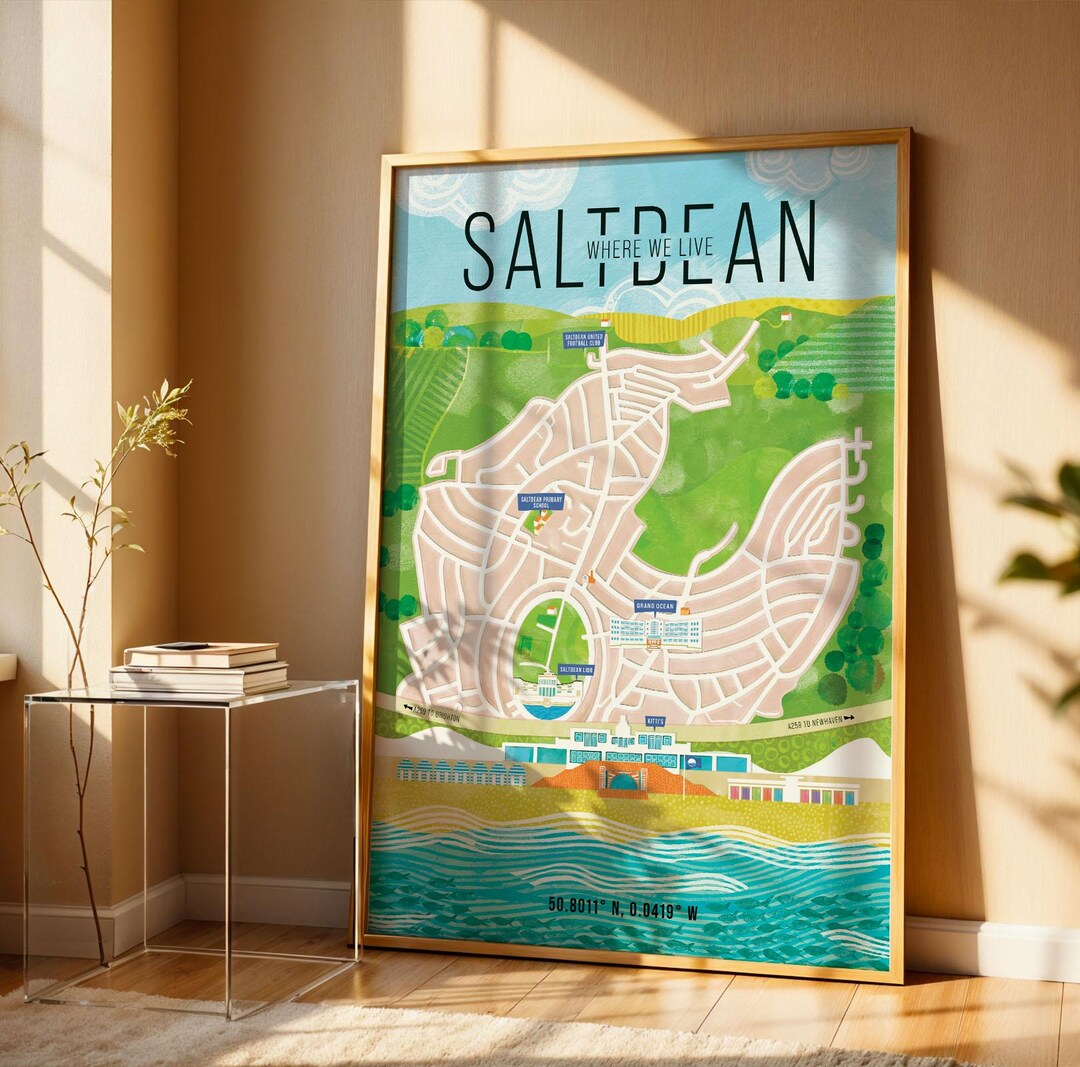 Saltdean Illustrated Map. East Sussex. Giclee Print - Etsy UK
