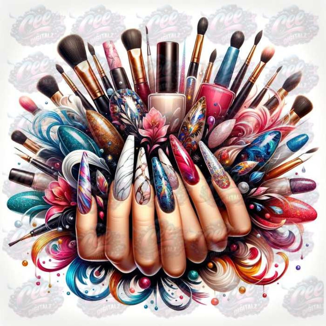 Makeup and Nail Art Essentials Design - Etsy