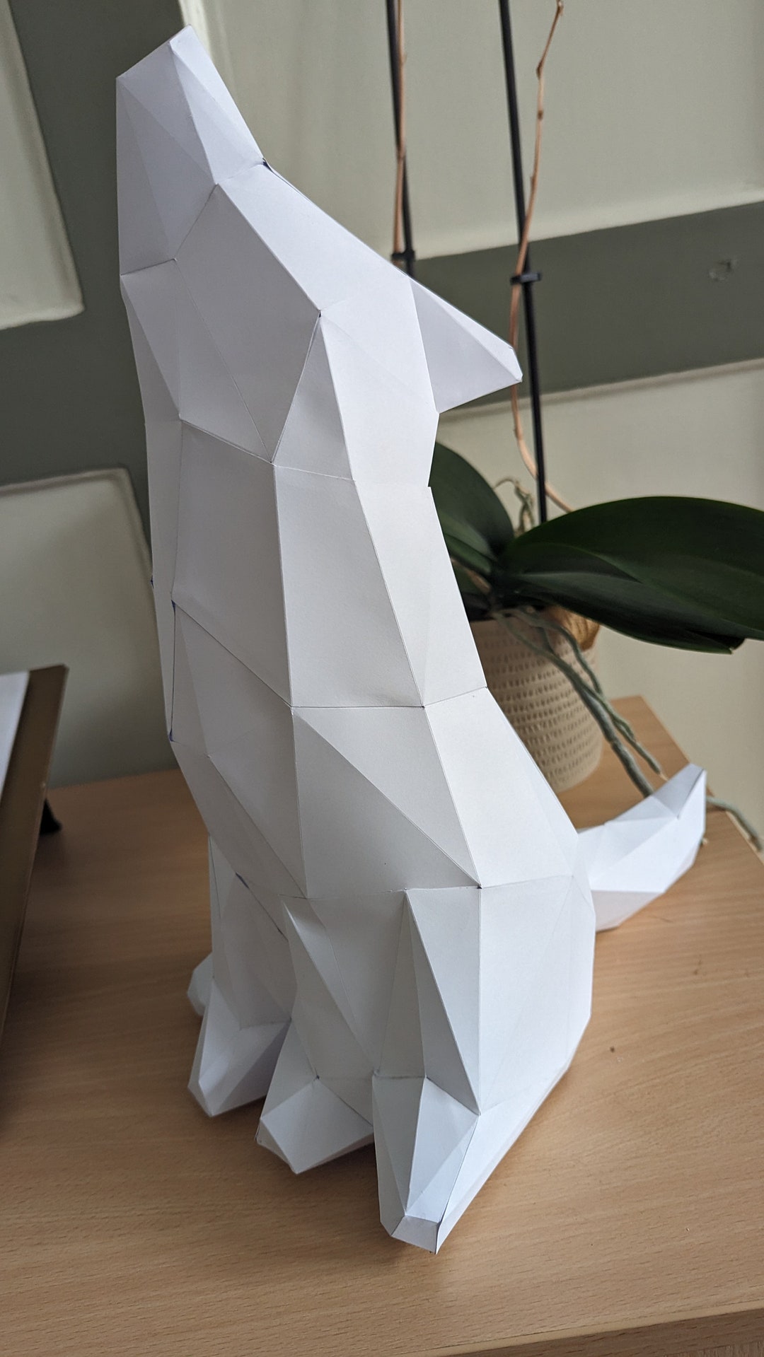 Sitting Wolf Paper Model Craft Template - Etsy