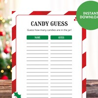 Candy Jar Guessing Game - Christmas CANDY CANES - Printable Holiday ...
