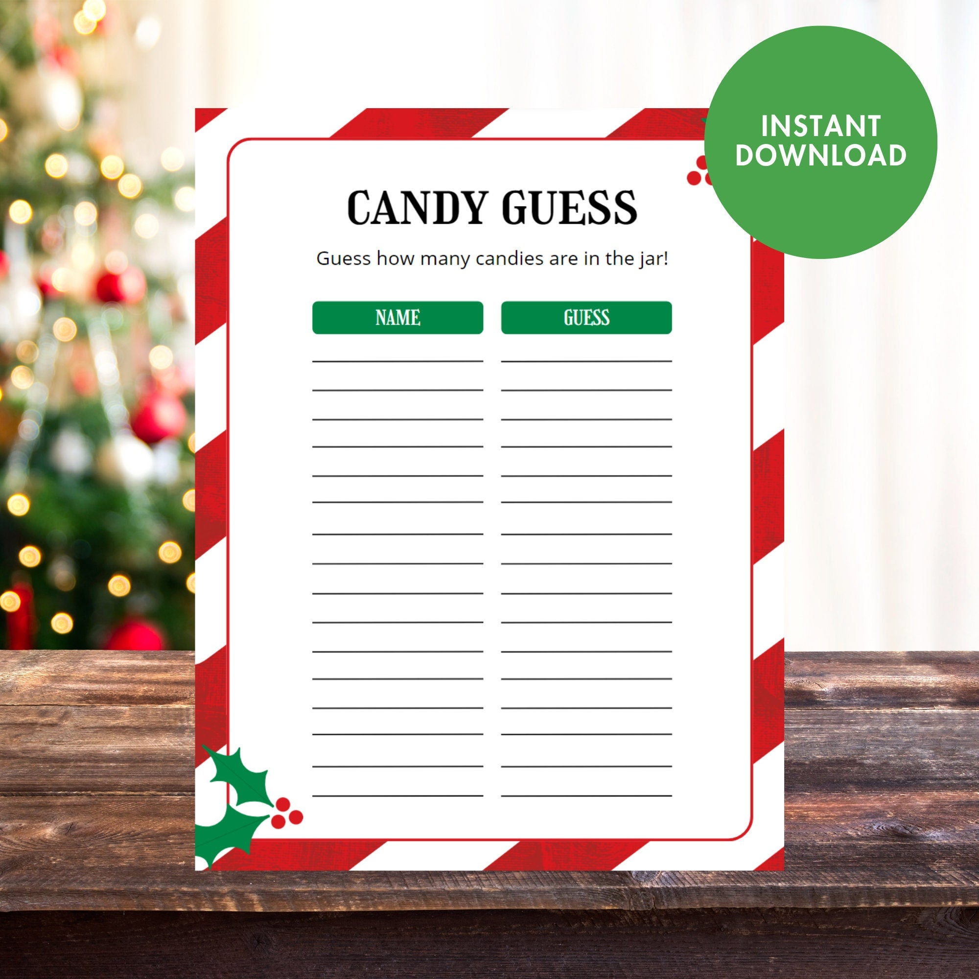 Candy Guess Game - Downloadable PDF - Instant Download - Christmas ...