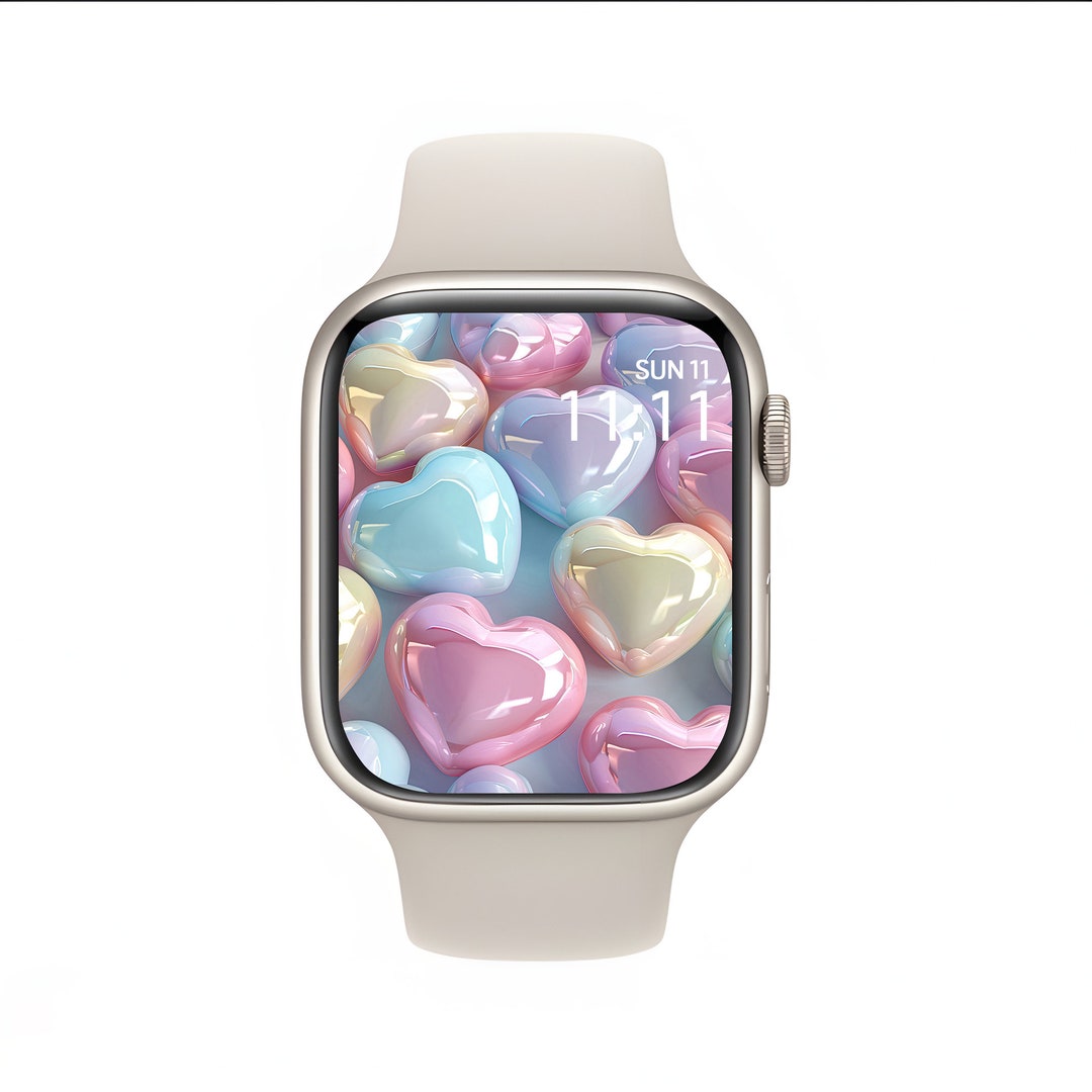 Apple Watch Wallpaper, Smartwatch, Watch Face, 3D Hearts, Valentine's ...