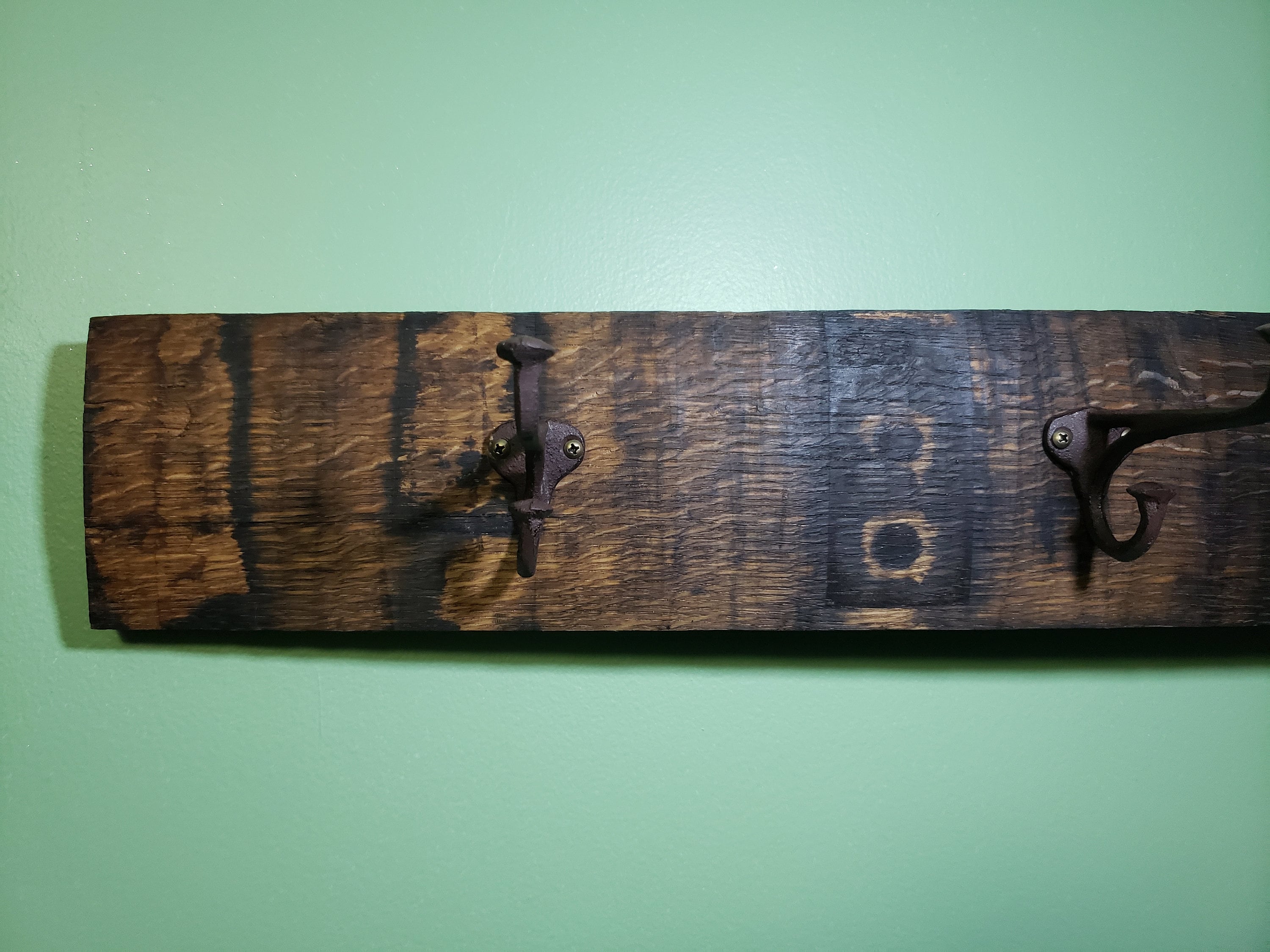 Whiskey Barrel Stave Coat Rack Rustic Wall Coat Rack Whiskey Gift for ...