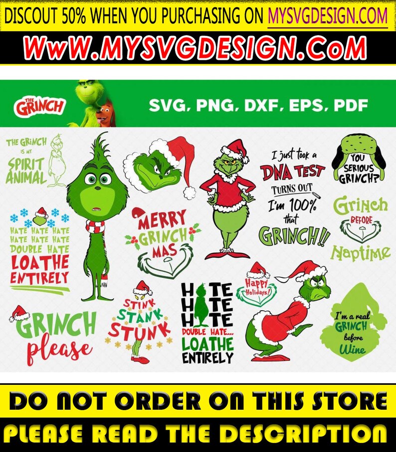 100 GRINCH SVG BUNDLE - Etsy