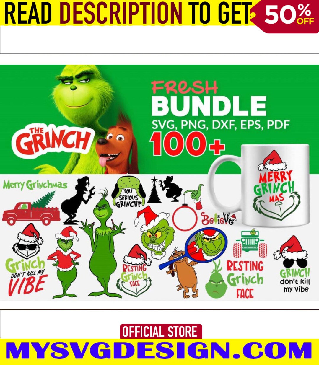100 GRINCH SVG BUNDLE - Etsy